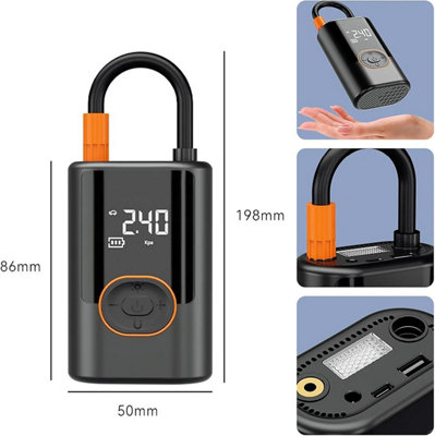 Tyre Inflator Air Compressor, Cordless Portable Car Tyre Pump 150 PSI ...