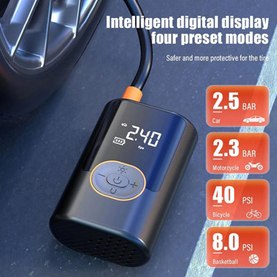 Tyre Inflator Air Compressor, Cordless Portable Car Tyre Pump 150 PSI ...