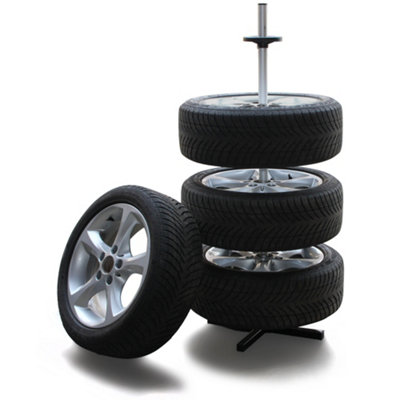 Tyre Rack - sturdy tyre storage tree for 4 car tyres including rims - grey