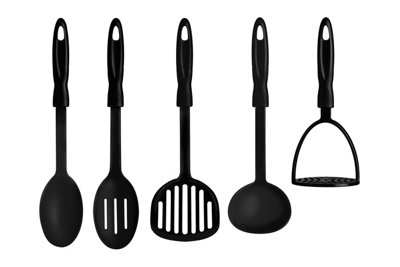 Tyri 5 Piece Black Nylon Kitchen Tool Set
