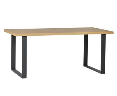 U Leg Dining Table - Oak and Black Leg | DIY at B&Q