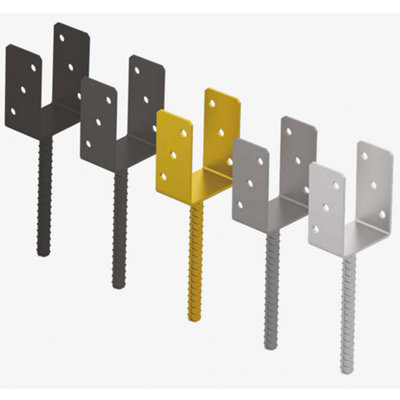 U Shape Post Support Size: 101mm (4") BLACK ( Pack of: 2 ) Base Bracket ...