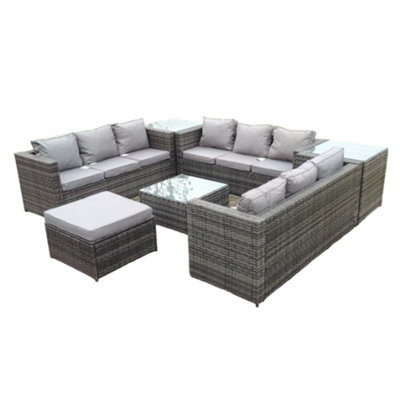 U Shape Rattan Garden Set 10 Seater | DIY at B&Q
