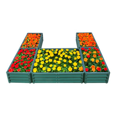 U-shaped Five-grid Metal Raised Bed Galvanized Raised Planter Box ...