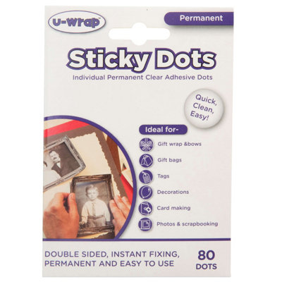 U-Wrap Sticky Adhesive Dots Permanent 80 Per Pack (6 Packs) | DIY at B&Q