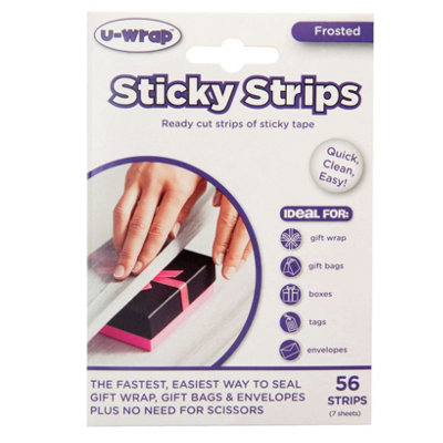 U-Wrap Sticky Strips Frosted Single Sided Adhesive Tape Pack of 56 (6 ...