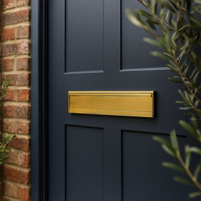 UAP 12" Gold Finish Aluminium Draught Proof Letterbox for Composite and ...