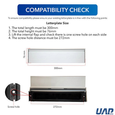 UAP 12" Silver Anodised Aluminium Draught Proof Letterbox for Composite ...