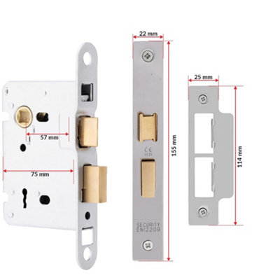 UAP 3 Lever Mortice Sash Lock 75mm - Door Lock with Key, Door Latch ...