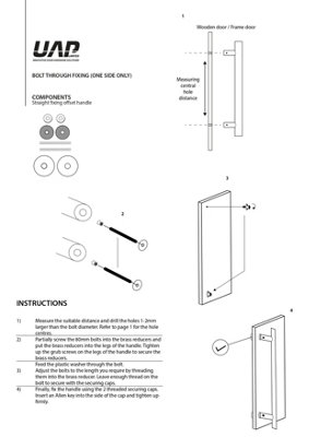 UAP 316 Grade Stainless Steel Straight Door Pull Handle 1500mm Slim ...