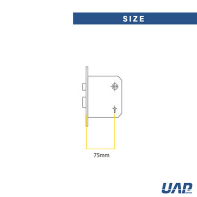 UAP Bathroom Door Lock - Nickel Plated - 75mm - Fixed Square Forend