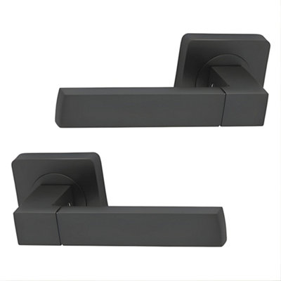 UAP Cube Metal Grey Internal Door Handles Pair- Premium Range Zinc ...