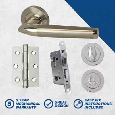 UAP Developer Valiant - Door Handle Pack with Hinges and Bathroom Lock ...