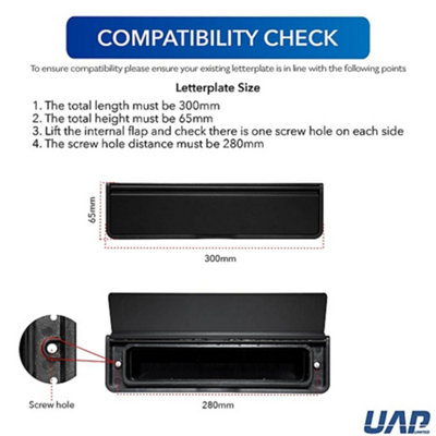 UAP Doormaster 12" Black Draught Proof Letterbox for uPVC Composite and ...