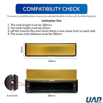 UAP Doormaster 12" Gold Finish Draught Proof Letterbox for uPVC ...