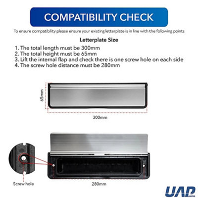 UAP Doormaster 12" Silver Draught Proof Letterbox for uPVC Composite ...