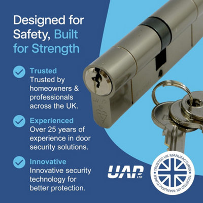 UAP Double Euro Cylinder Lock - 1 Star Kitemarked Door Barrel Lock - 3 ...