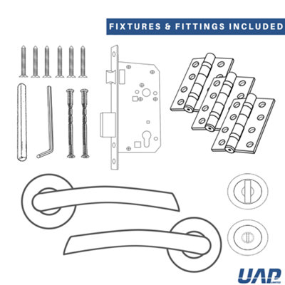 UAP Falcon Bathroom Door Handle Set - Stylish Lever on Rose - Complete ...