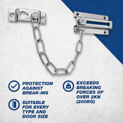 UAP Heavy Duty Sliding Door Security Chain (230mm) Steel, Satin Chrome