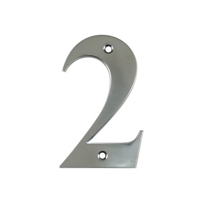 UAP House Number - 2 - Satin Chrome - 3 Inch | DIY at B&Q
