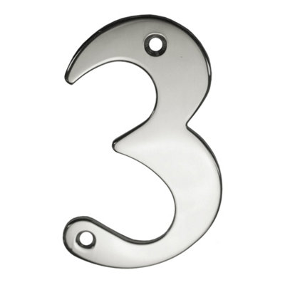 UAP House Number - 3 - Mirror Polished - Stainless Steel - Screw Fix ...