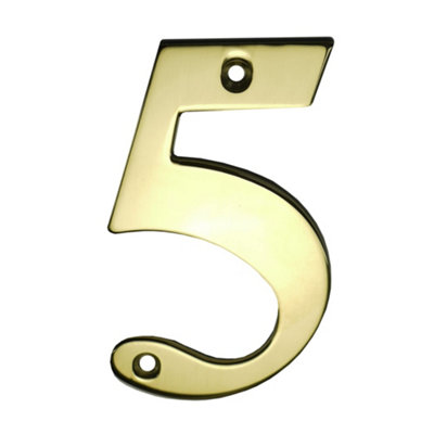 UAP House Number - 5 - PVD Gold - 3 Inch | DIY at B&Q