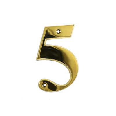 UAP House Number - 5 - PVD Gold - 3 Inch | DIY at B&Q