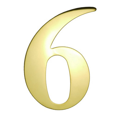 UAP House Number - 6 - PVD Gold - 3 Inch | DIY at B&Q