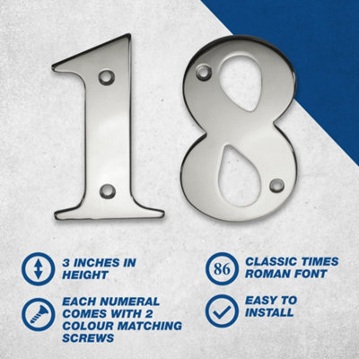 UAP House Number - 8 - Mirror Polished - 3 Inch | DIY at B&Q