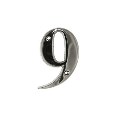 UAP House Number - 9 - Polished Chrome - 3 Inch | DIY at B&Q