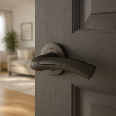 UAP Jade Matt Satin Black Internal Door Handles Pair- Premium Range Zinc Round Rose Lever Design