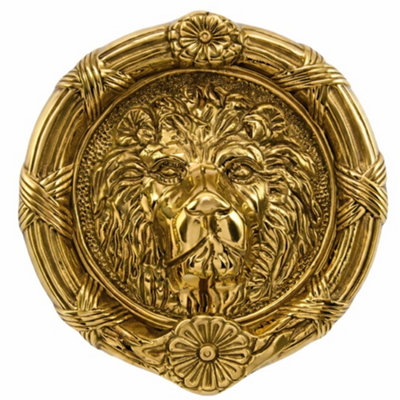 UAP Lion Head 6" Round Polished Brass Gold Door Knocker for Front Doors ...