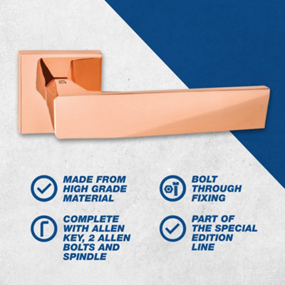 UAP ORO & ORO - Diamond Lever - Square Rose - Rose Gold Door Handle ...