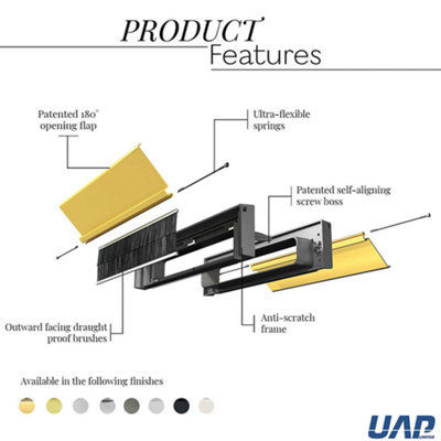 UAP Petit 10" PVD Gold Finish Stainless Steel Draught Proof Letterbox ...