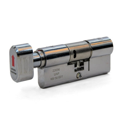 UAP Polished Chrome 3-Star Thumb Turn Euro Cylinder - 95mm (45/50T) - Enhanced Security Lock ...