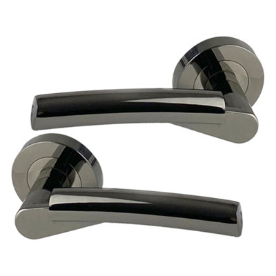 UAP Ruby Door Handle Set - Black Nickel Lever on Rose - Complete Latch Pack