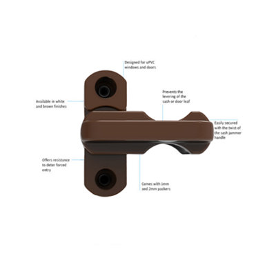 UAP Sash Jammer - Brown - uPVC Window & Door Lock - Extra Security with Easy Fit