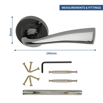 UAP Scimitar Internal Door Handles Bathroom Pack With 65mm Lock Hinges ...