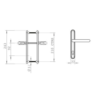 UAP Signature External Door Handles Pair 243mm Backplate in Aluminium ...