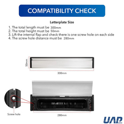 UAP Slimline 12" Polished Silver Amluminium Letterplate- Internal ...