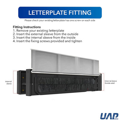 UAP SLIMLINE 12" SILVER FINISH AMLUMINIUM LETTERPLATE- INTERNAL ...