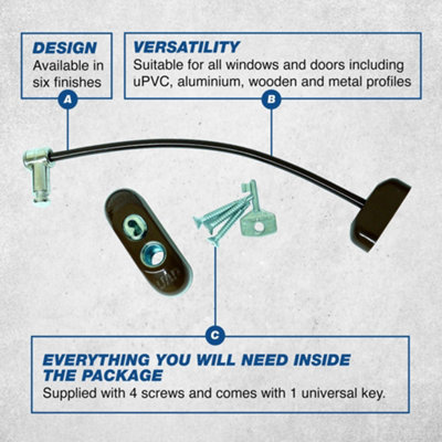 UAP Window Restrictor with Key - Window Safety Locks - 20cm Cable - All ...