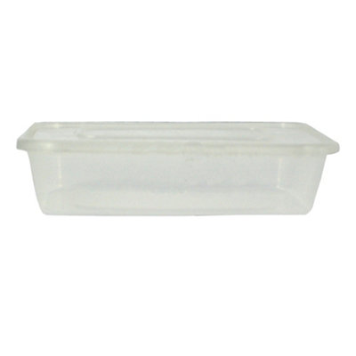 UDL Rectangular Plastic Takeaway Food Containers (Pack Of 5) Clear (500ml)