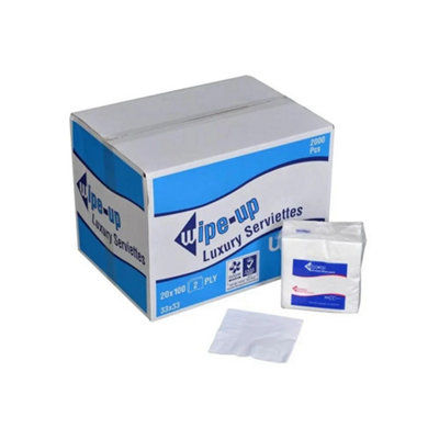 UDL Wipe-Up 2 Ply Disposable Napkins (Pack of 100) White (One Size)