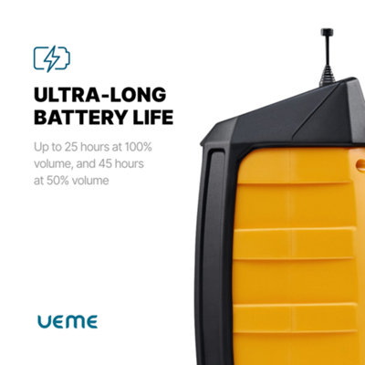 UEME 5W Rugged DAB, DAB+, FM Cordless Site Radio, Bluetooth, AUX, USB ...