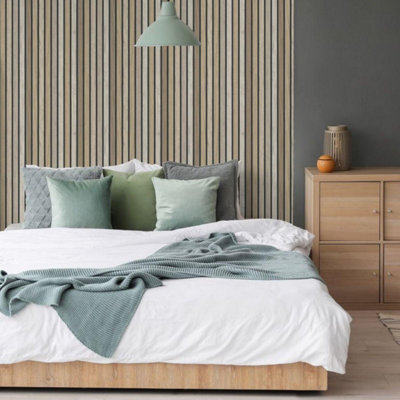 Ugepa Illusion Natural Realistic Wooden Slats Paste The Wall Wallpaper ...