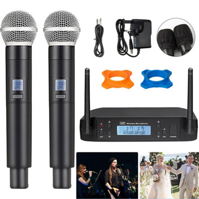 UHF Wireless Microphone System - Professional Metal Dual Handheld Mics