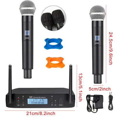 UHF Wireless Microphone System - Professional Metal Dual Handheld Mics