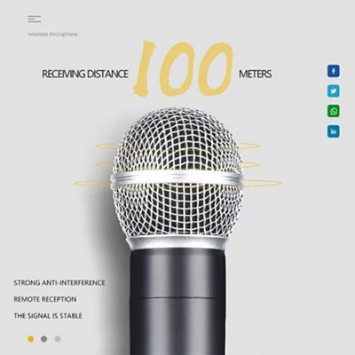 UHF WIRELESS MICROPHONE SYSTEM - PROFESSIONAL METAL DUAL HANDHELD MICS