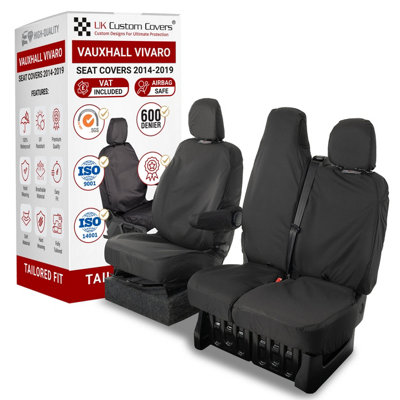 UK Custom Covers Vauxhall Vivaro 2014-2019 Black Front Seat Covers - 3 ...